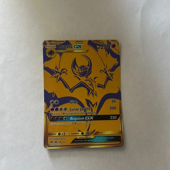 Pokemon Toys Pokemon Lunala Gx Gold Trading Card Poshmark